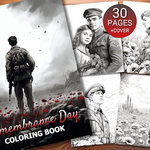 30 Remembrance Day Coloring Page Book - Adults + Kids - Instant ...