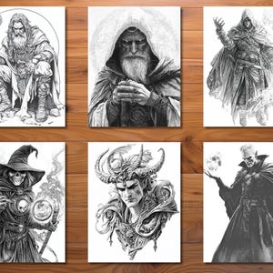 30 Wicked Warlocks Coloring Page Book - Adults + Kids - Instant ...