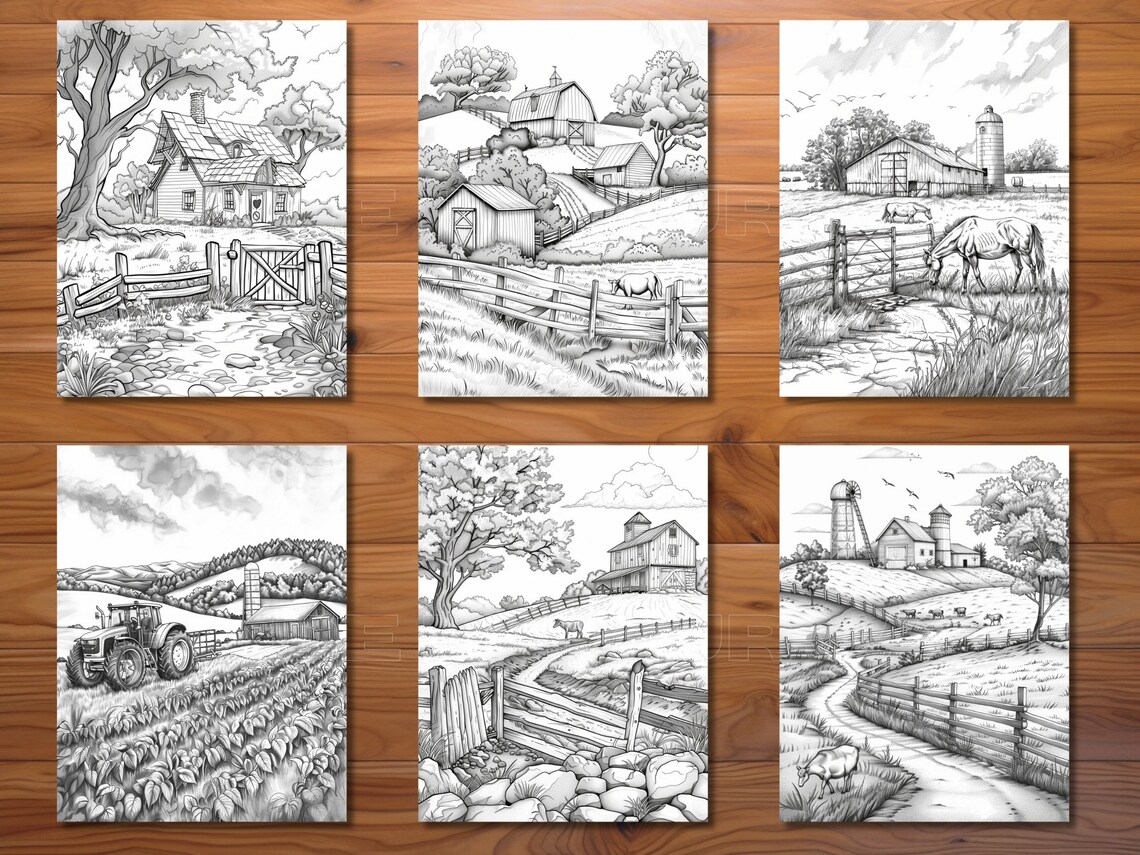 30 Farm Life Coloring Page Book - Adults + Kids - Instant Download ...