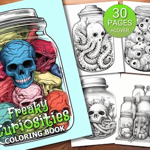 30 Freaky Curiosities Coloring Page Book Adults Kids Instant Download ...
