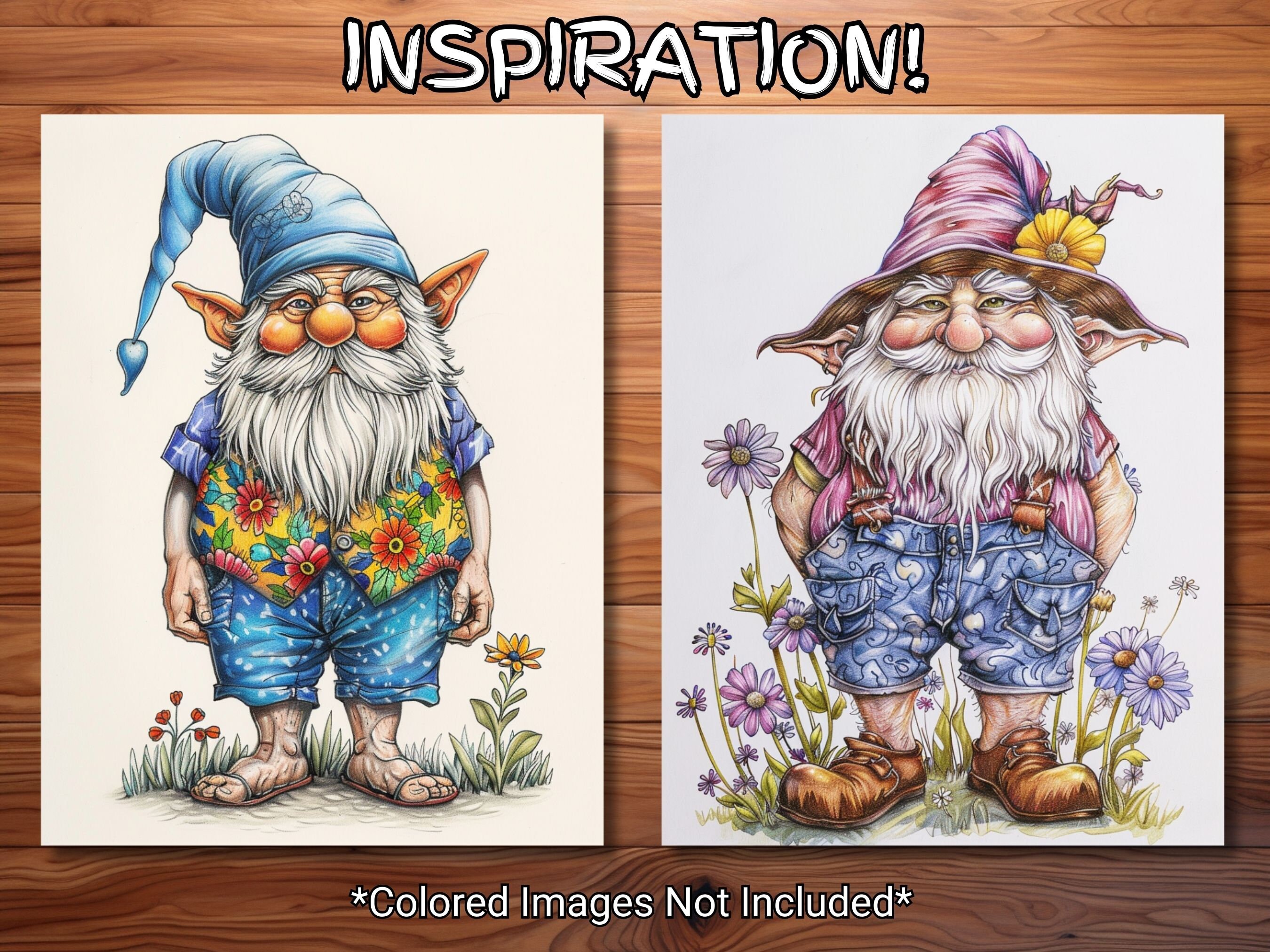 30 Summer Gnomes Coloring Page Book - Adults + Kids - Instant Download ...