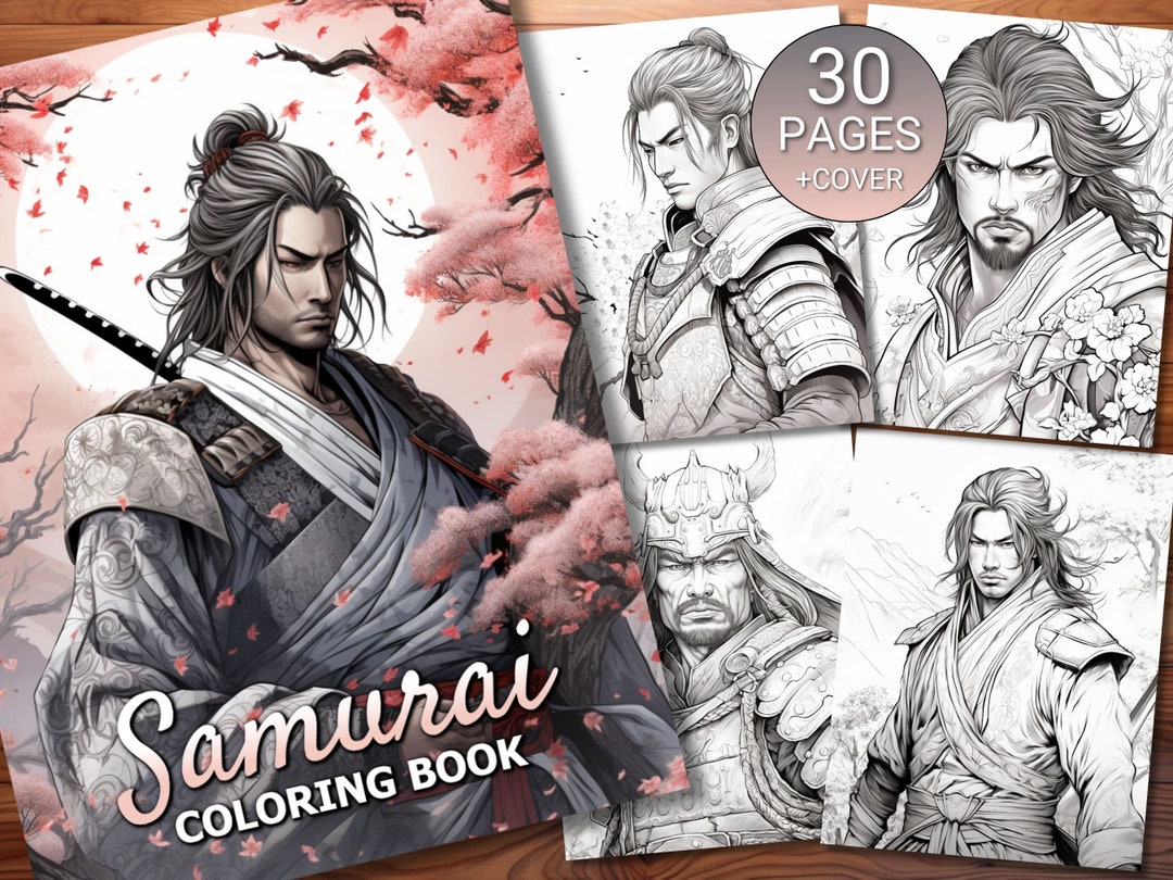 30 Samurai Coloring Page Book - Adults + Kids - Instant Download ...