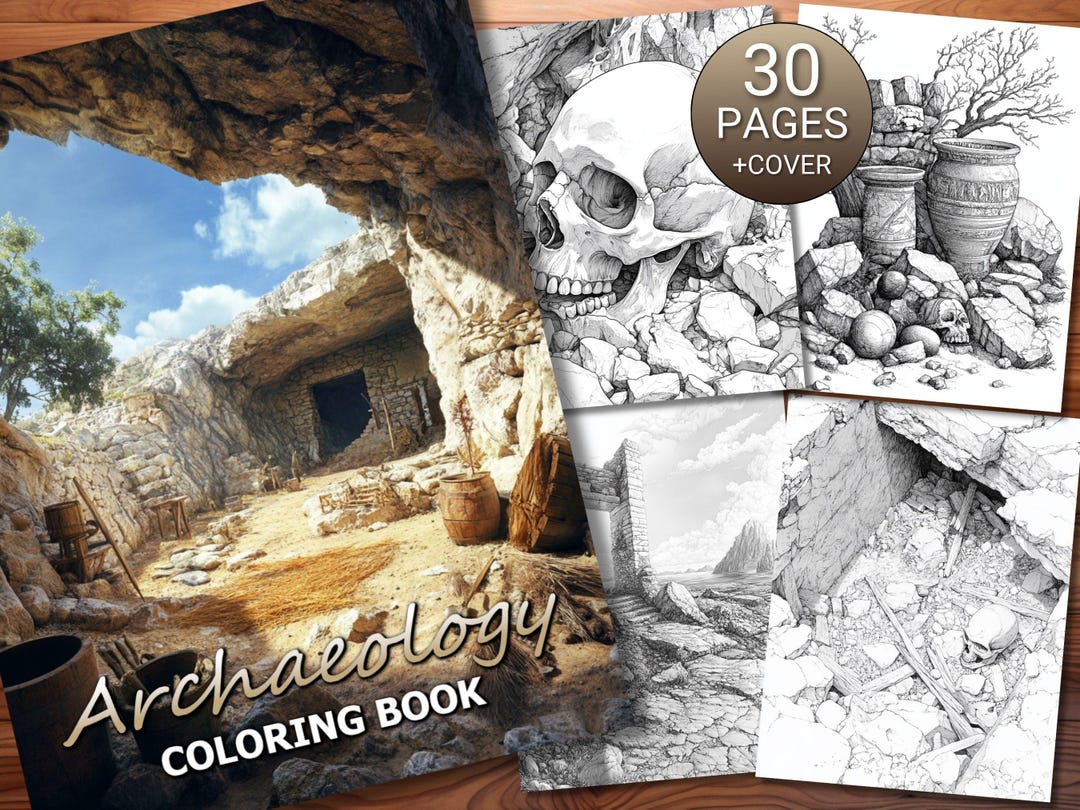 30 Archaeology Coloring Page Book - Adults + Kids - Instant Download ...