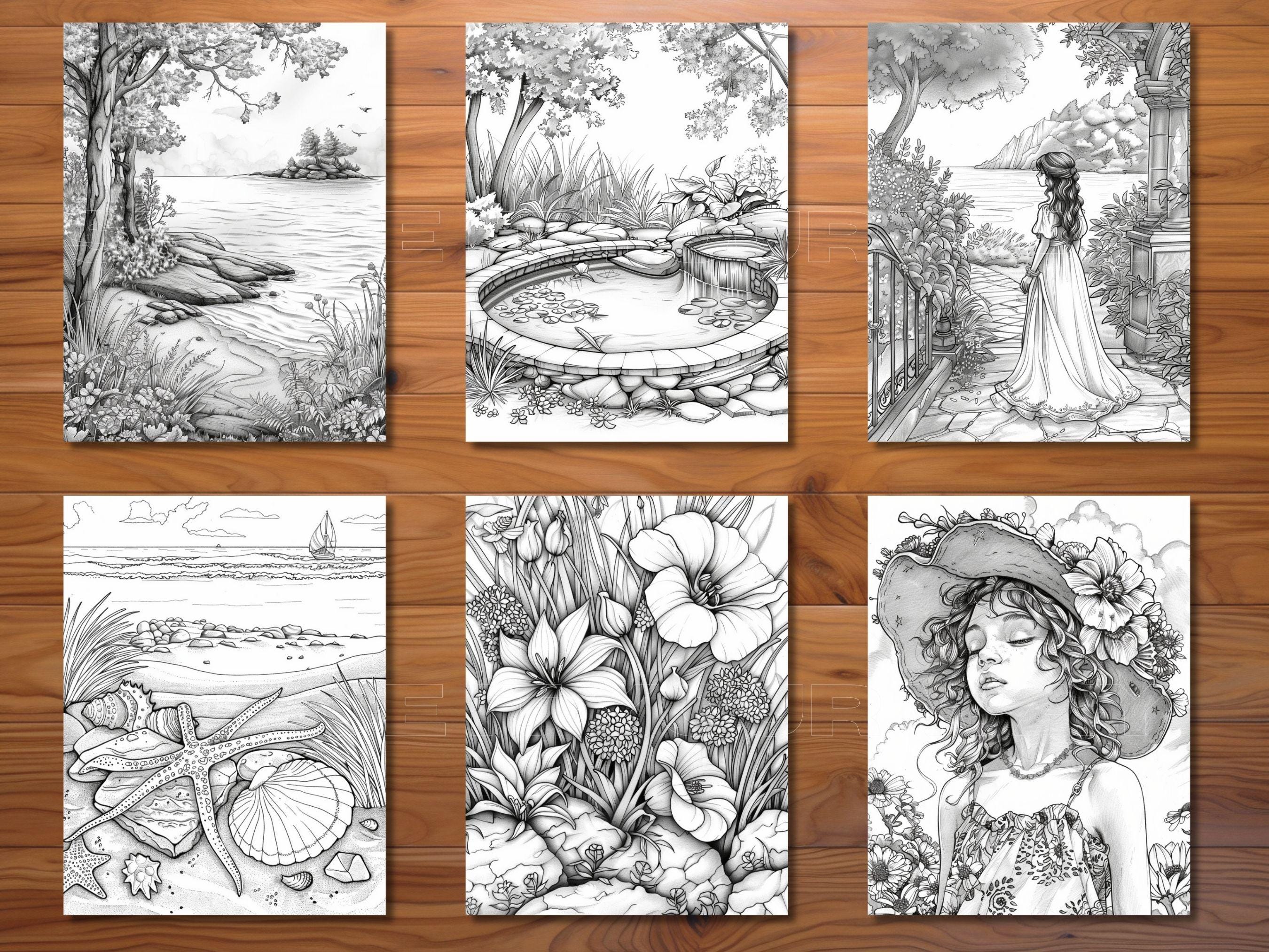 30 Sizzlin' Summer Coloring Page Book - Adults + Kids - Instant ...