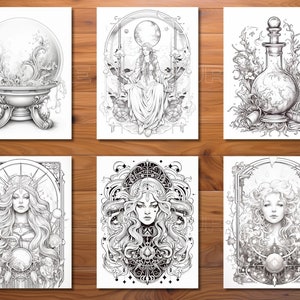 30 Mystic Oracle Coloring Page Book - Adults + Kids - Instant Download ...