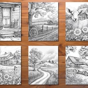 30 Country Living Coloring Page Book - Adults + Kids - Instant Download ...
