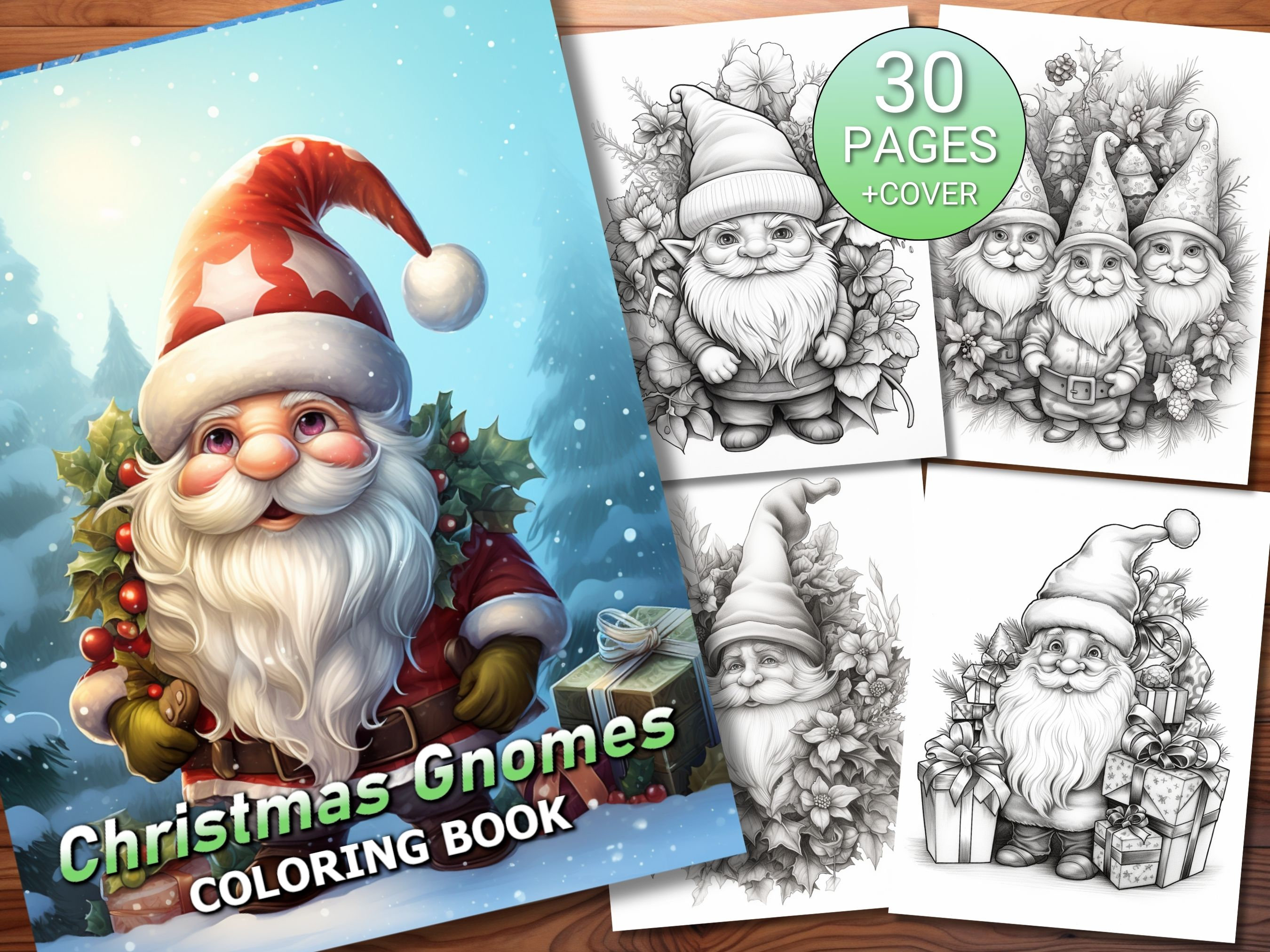 30 Christmas Gnomes Coloring Page Book Adults Kids - Etsy
