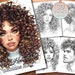 30 Curly Hairstyles Coloring Page Book Adults Kids Instant Download ...