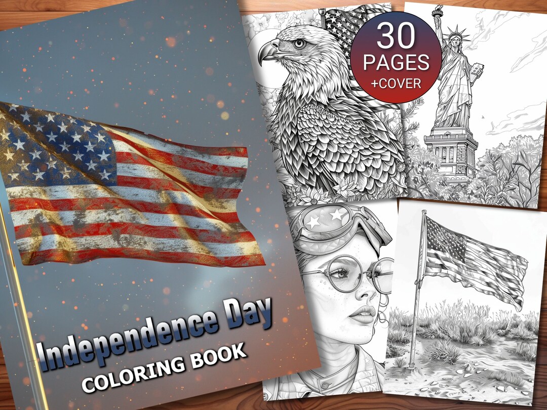 30 Independence Day Coloring Page Book - Adults + Kids - Instant ...