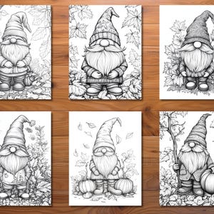 30 Fall Gnomes Coloring Page Book - Adults + Kids - Instant Download ...