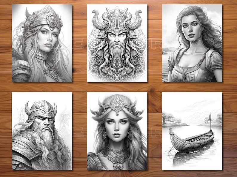 30 Battle for Valhalla Coloring Page Book - Adults + Kids - Instant ...