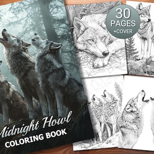 30 Midnight Howl Coloring Page Book - Adults + Kids - Instant Download ...