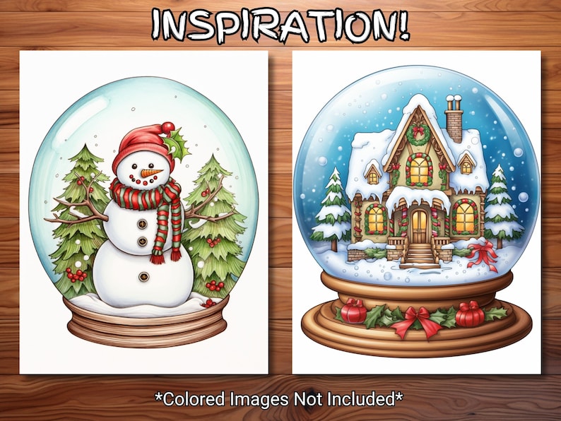 30 Snow Globes Coloring Page Book Adults Kids Instant Download ...
