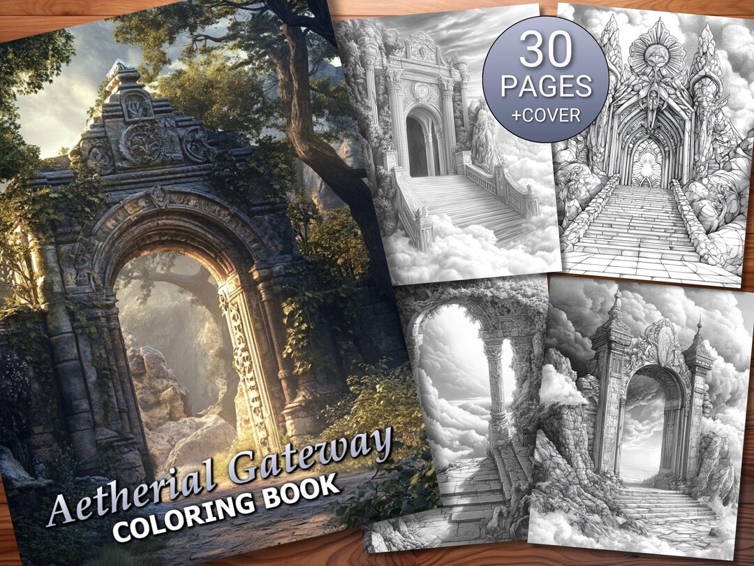 30 Aetherial Gateway Coloring Page Book - Adults + Kids - Instant ...