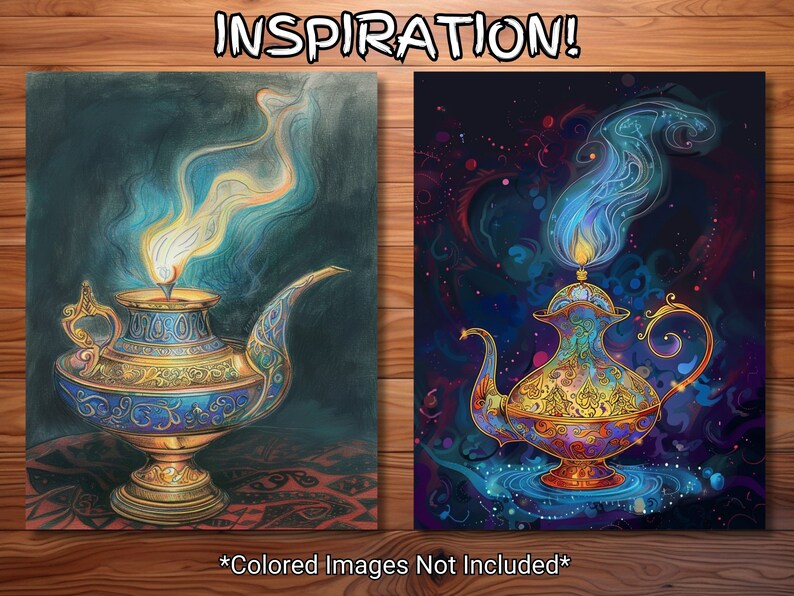 30 Magic Lamps Coloring Page Book - Adults + Kids - Instant Download ...