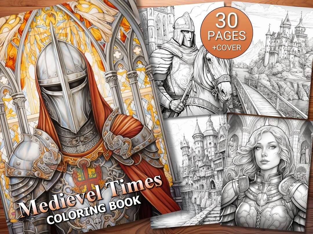 30 Medieval Times Coloring Page Book - Adults + Kids - Instant Download ...