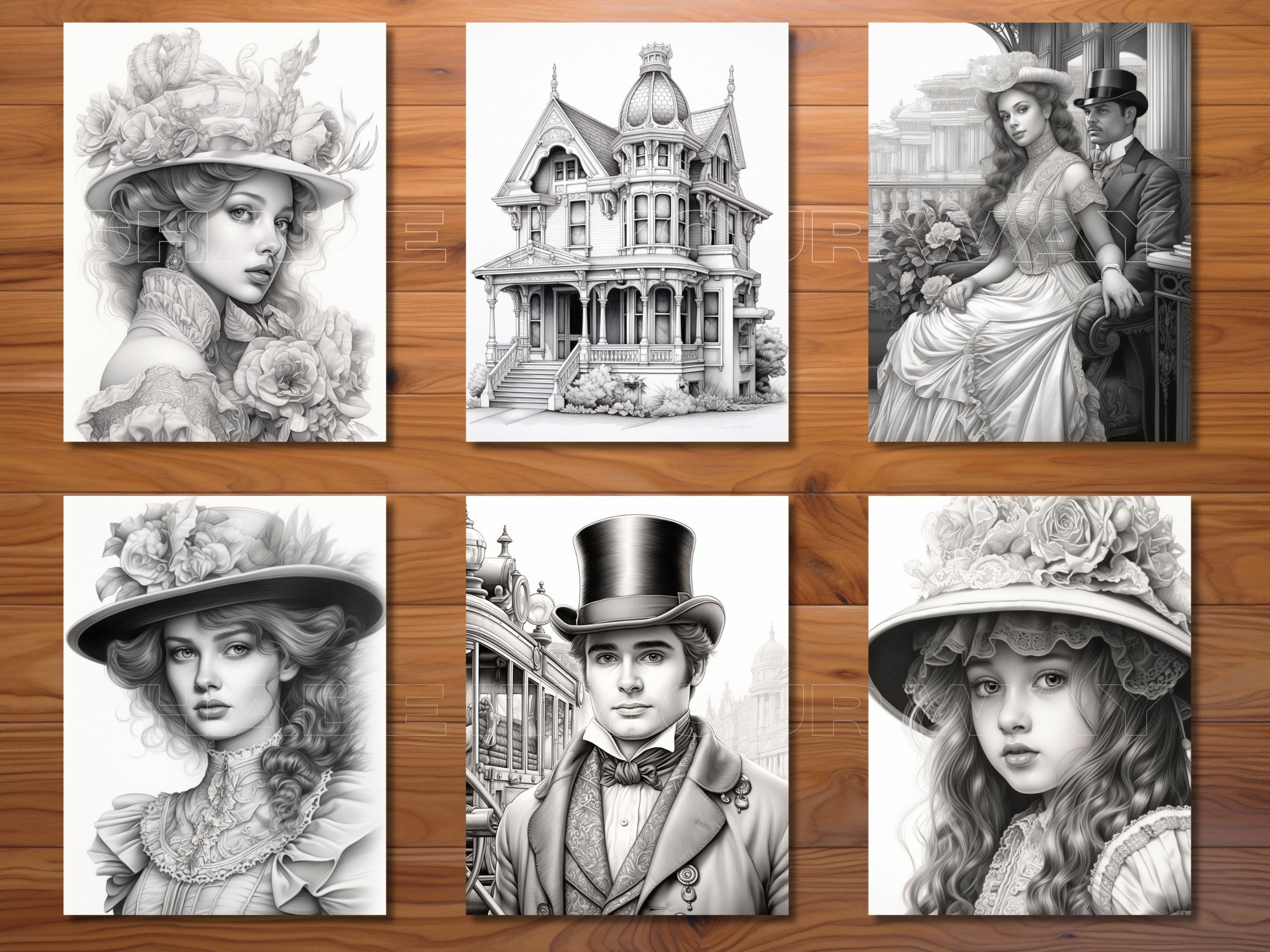 30 Victorian Era Coloring Page Book Adults Kids Instant Download ...