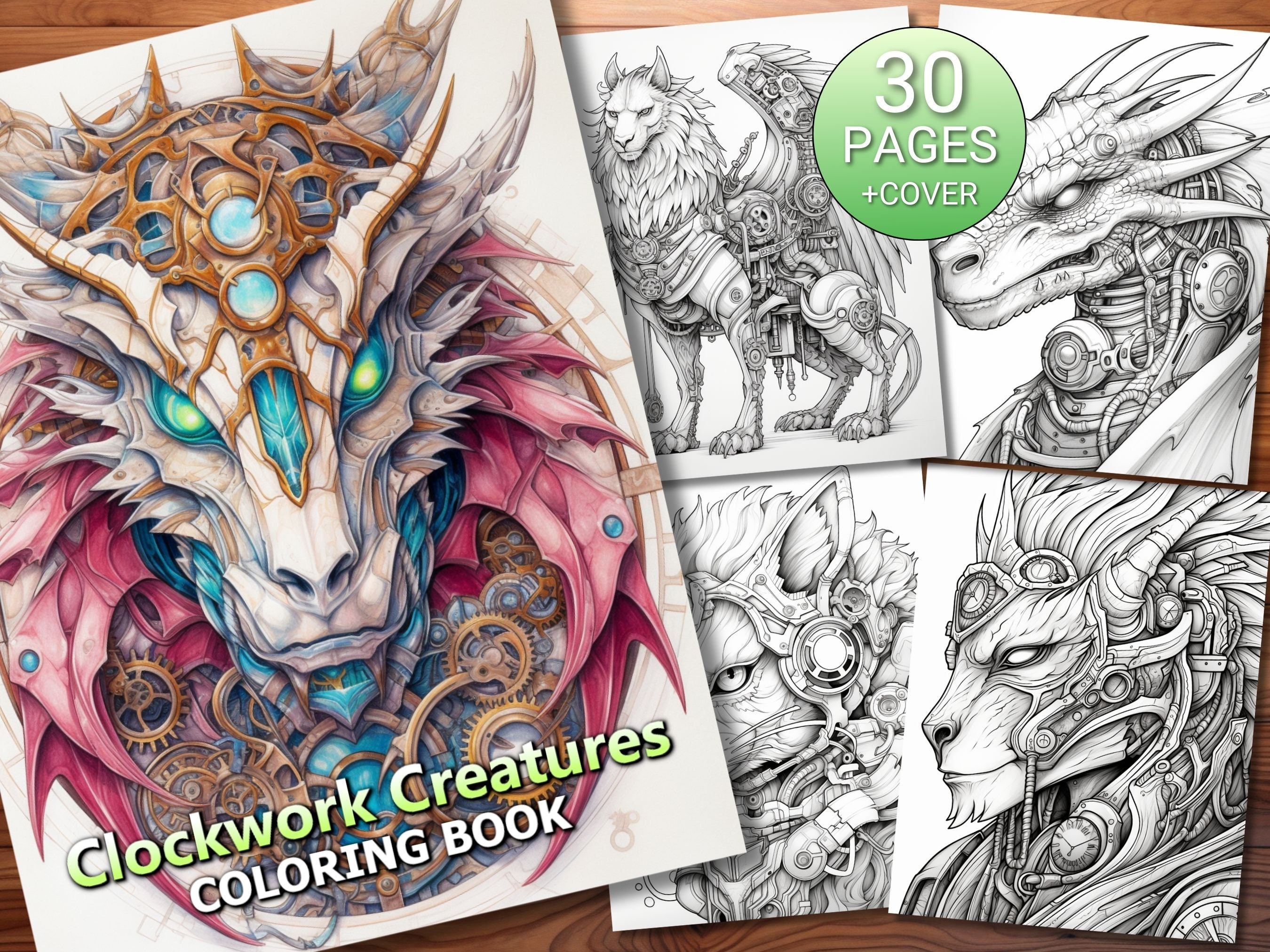 30 Clockwork Creatures Coloring Page Book Adults Kids - Etsy