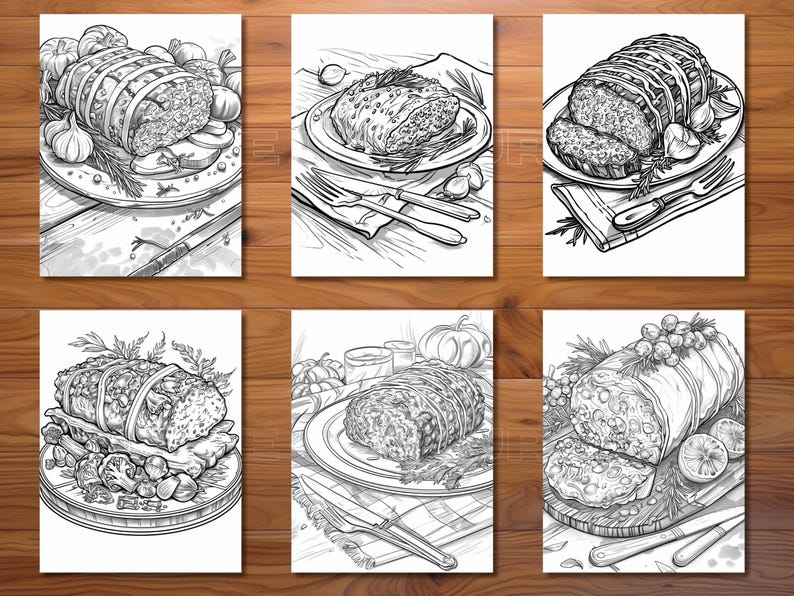 30 Meatloaf Monday Coloring Page Book - Adults + Kids - Instant ...
