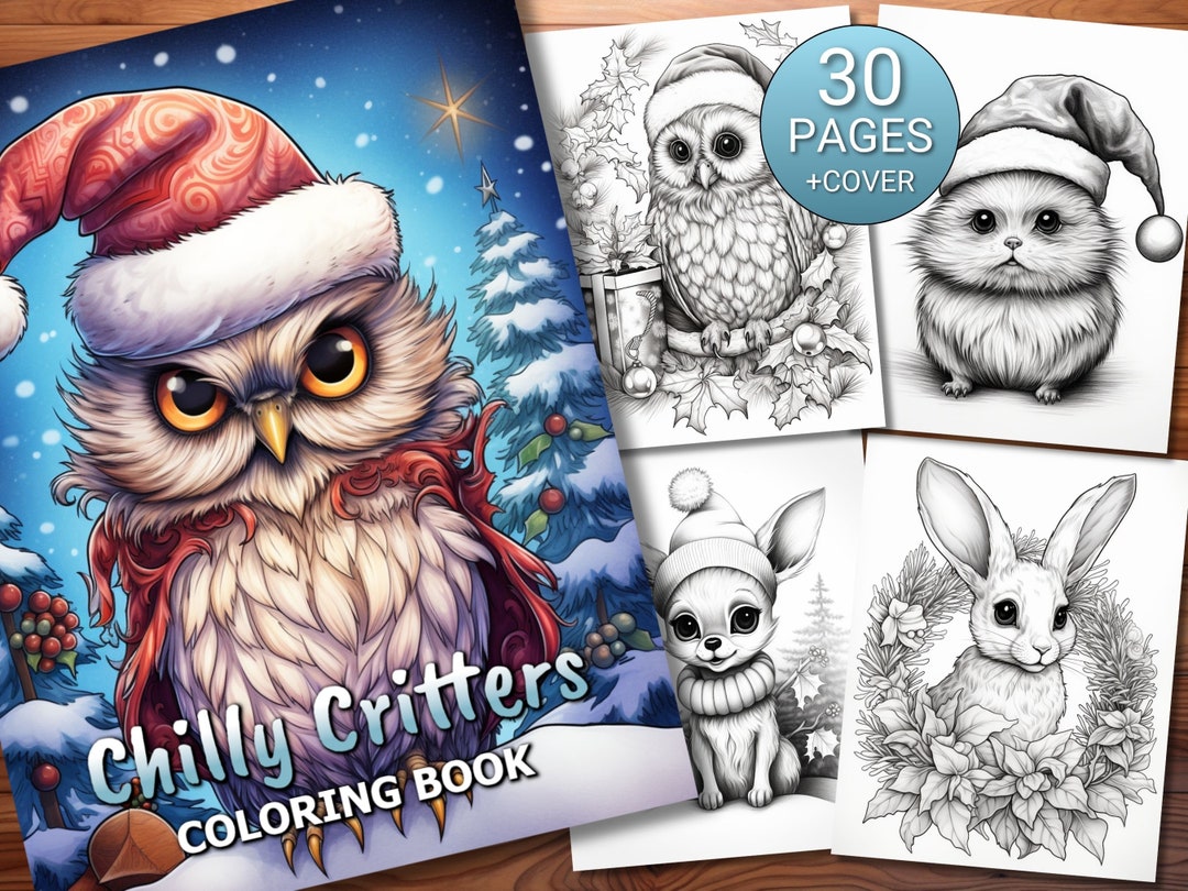 30 Chilly Critters Coloring Page Book - Adults + Kids - Instant ...