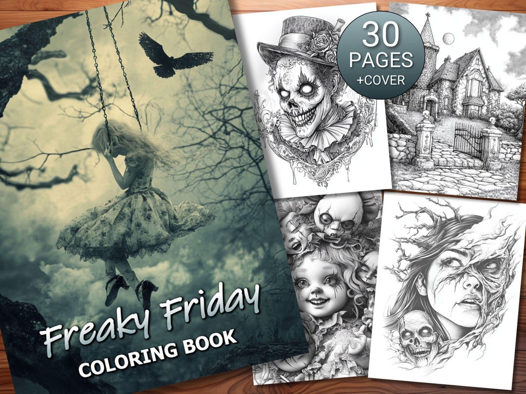 30 Freaky Friday Coloring Page Book - Adults + Kids - Instant Download ...