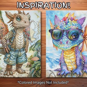 30 Summer Baby Dragons Coloring Page Book Adults Kids Instant Download ...