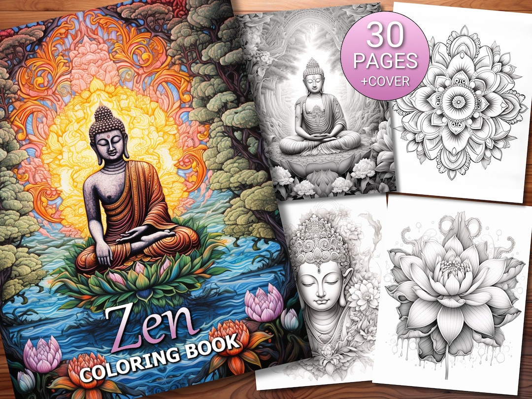 30 Zen Coloring Page Book - Adults + Kids - Instant Download ...