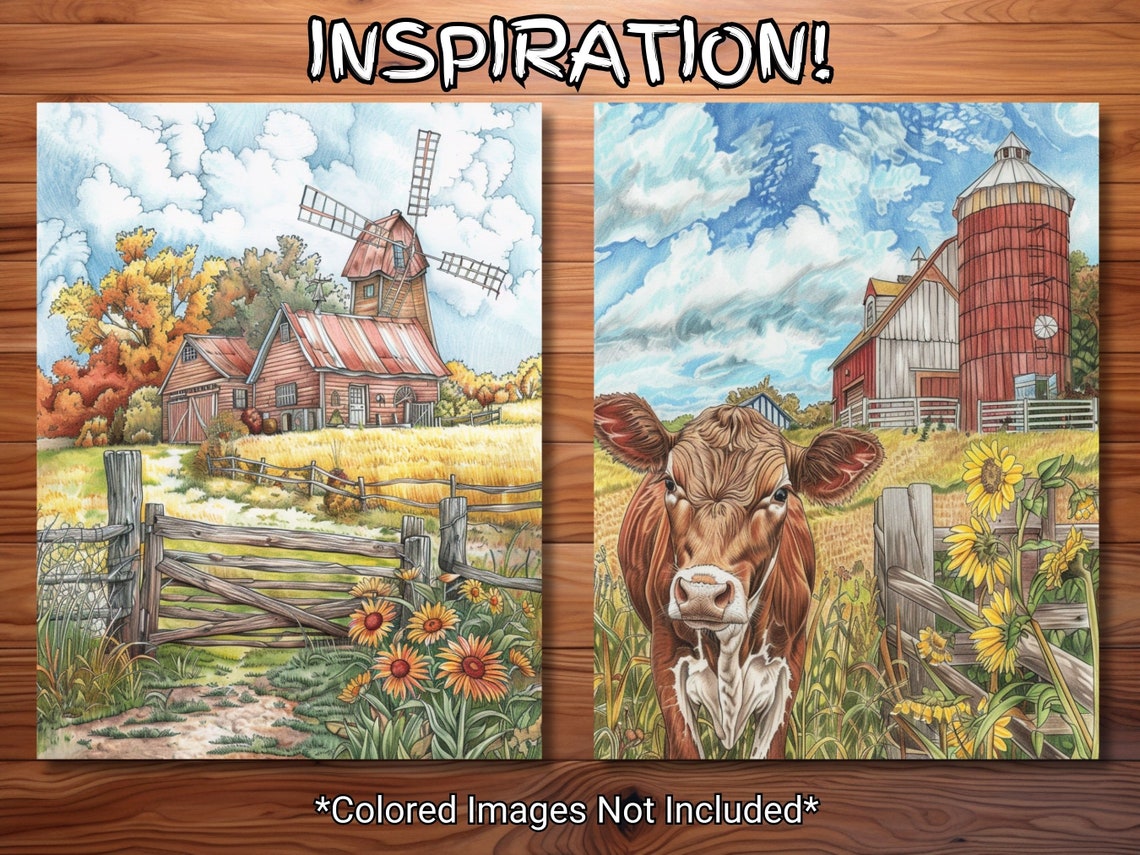 30 Farm Life Coloring Page Book - Adults + Kids - Instant Download ...