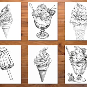 30 Ice Cream Treats Coloring Page Book - Adults + Kids - Instant ...