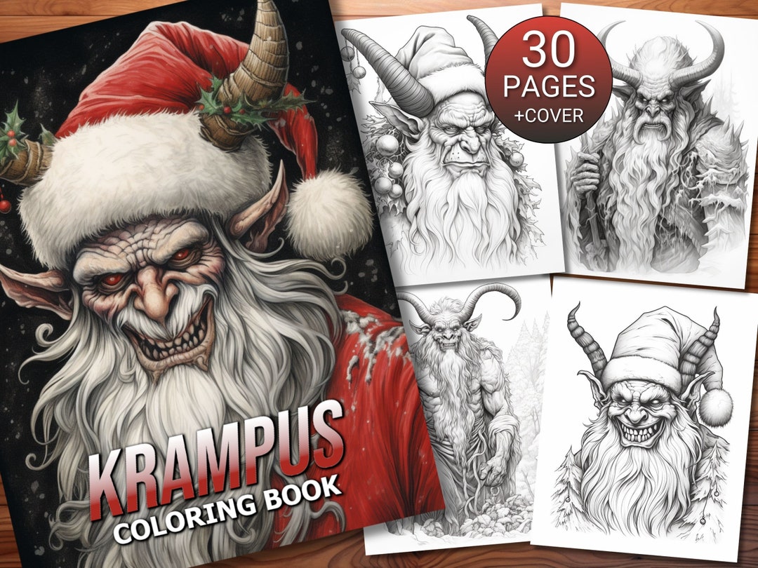30 Krampus Coloring Page Book - Adults + Kids - Instant Download ...