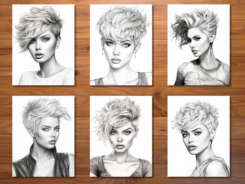30 Edgy Hairstyles Coloring Page Book Adults Kids - Etsy