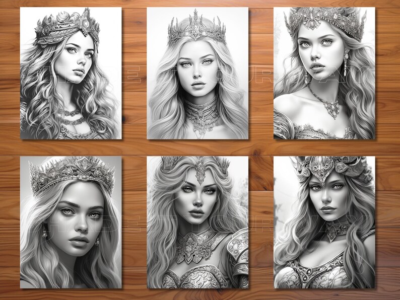 30 Fantasy Princess Coloring Page Book Adults Kids Instant Download ...