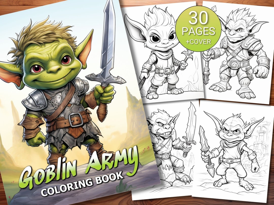 30 Goblin Army Coloring Page Book - Adults + Kids - Instant Download ...