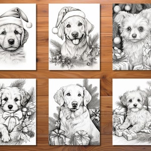 30 Christmas Dogs Coloring Page Book - Adults + Kids - Instant Download ...