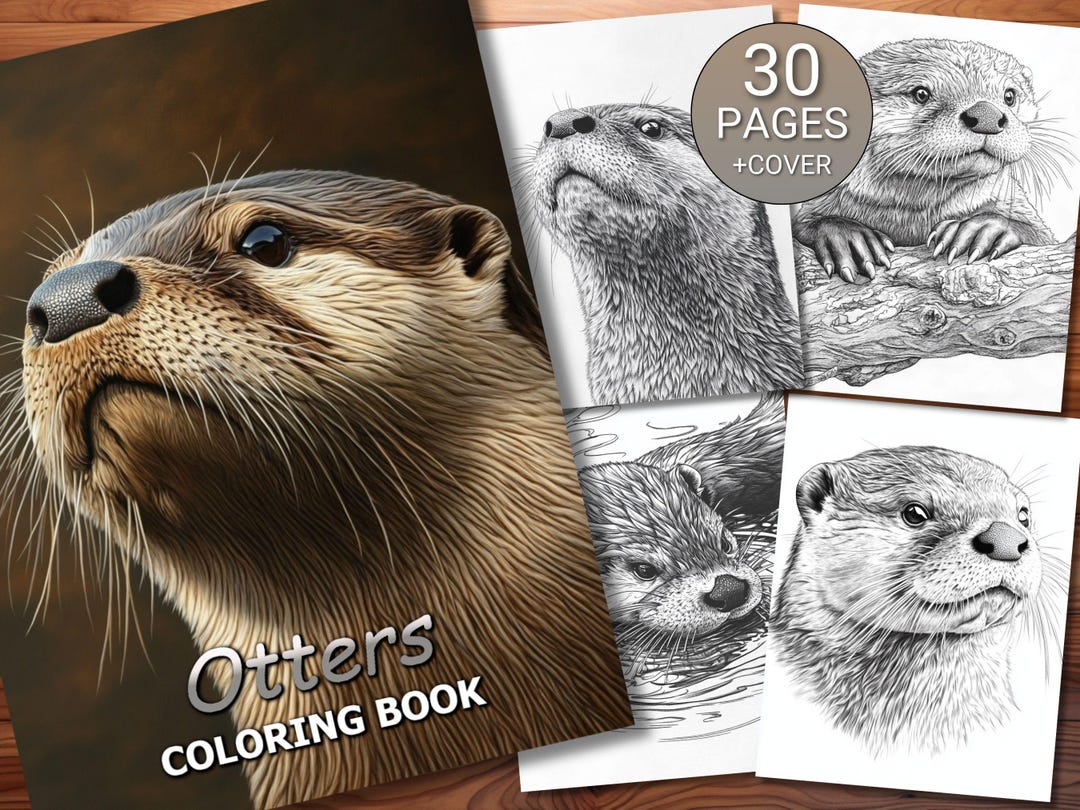 30 Otters Coloring Page Book - Adults + Kids - Instant Download ...