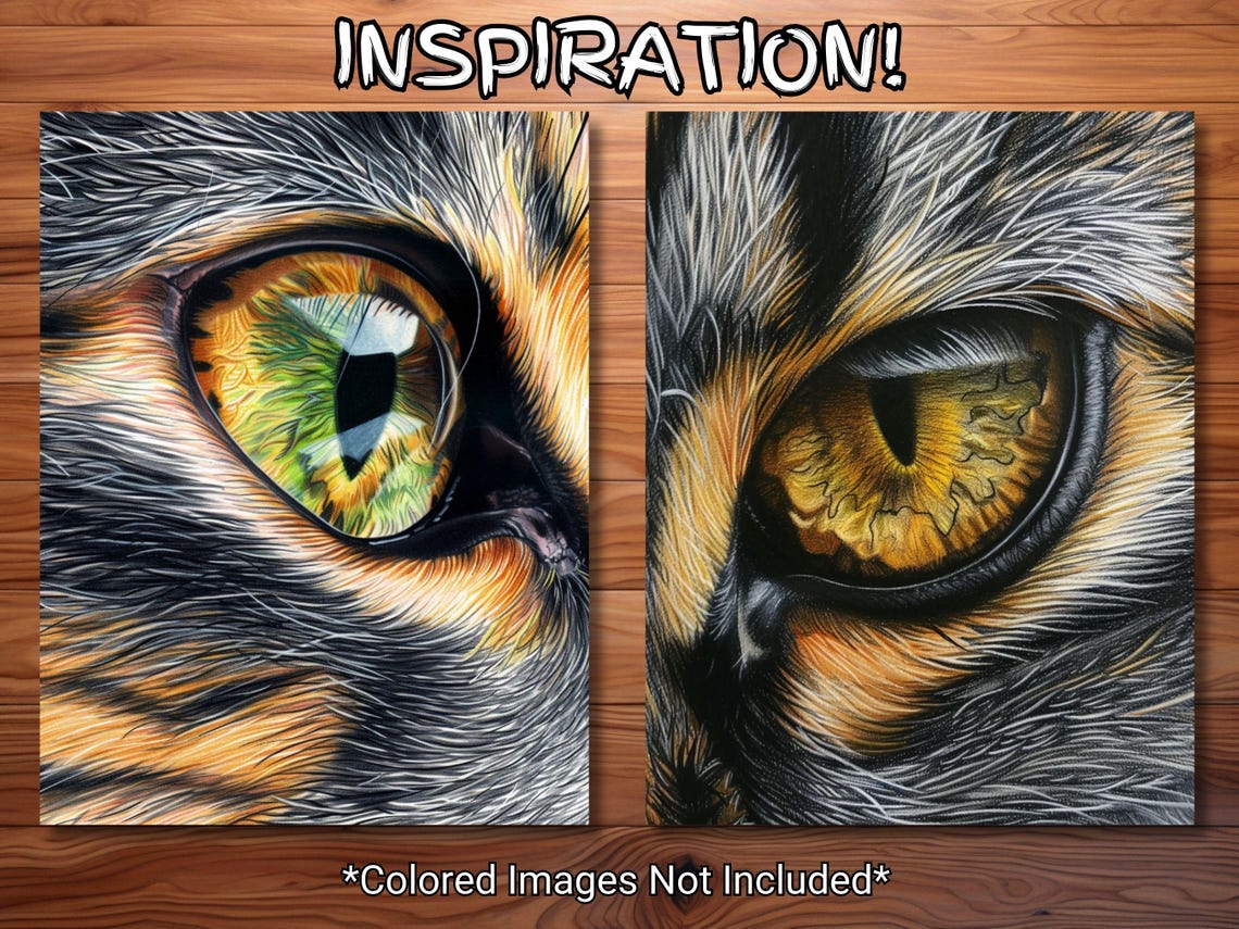 30 Cat Eyes Coloring Page Book - Adults + Kids - Instant Download ...
