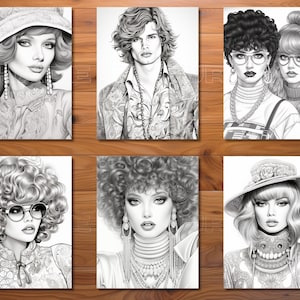 30 Decades of Fashion Coloring Page Book - Adults + Kids - Instant ...