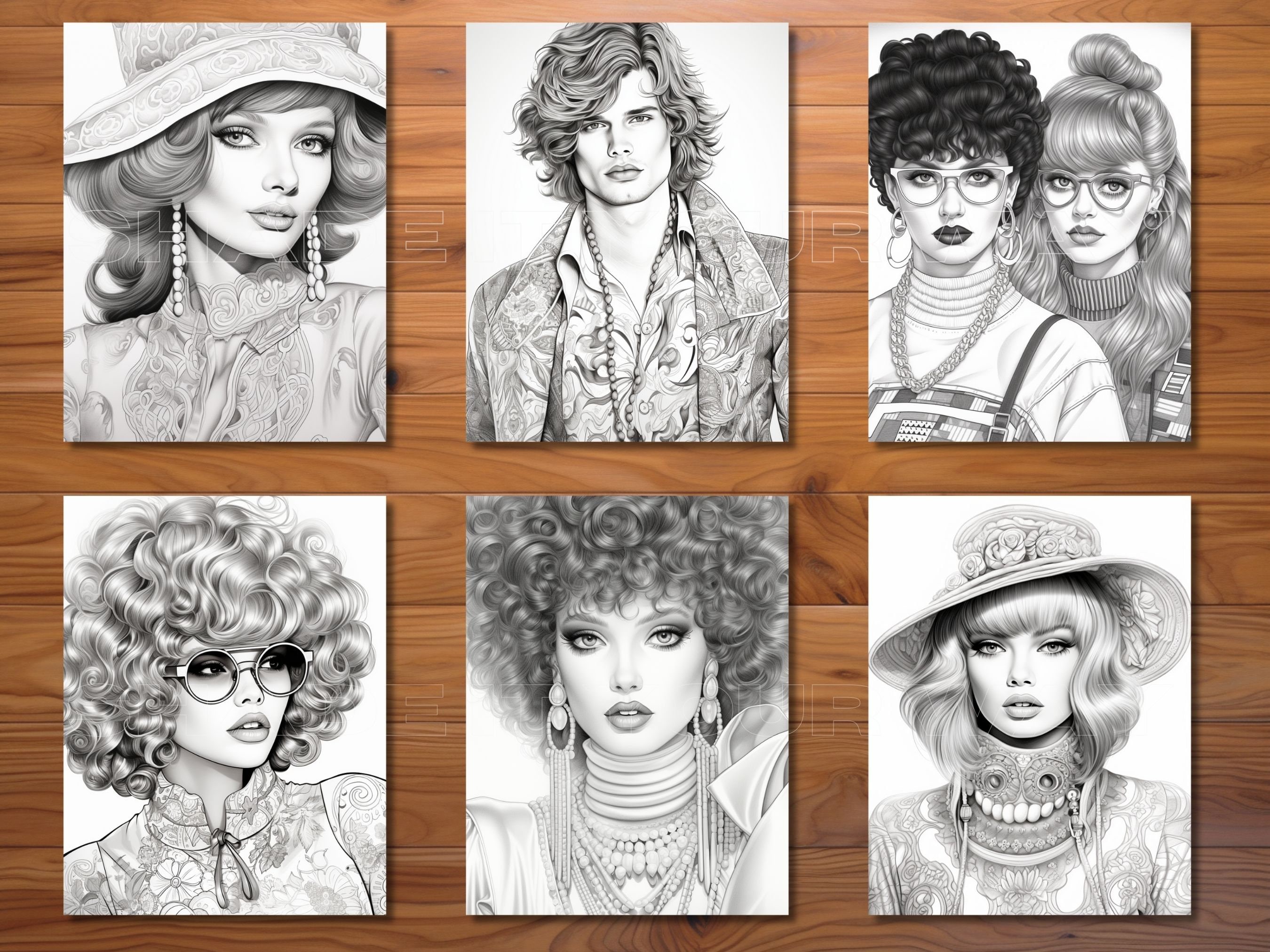 30 Decades of Fashion Coloring Page Book Adults Kids - Etsy