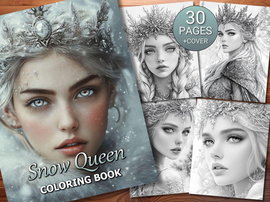 30 Snow Queen Coloring Page Book - Adults + Kids - Instant Download ...