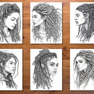 30 Dreadlock Hairstyles Coloring Page Book - Adults + Kids - Instant ...