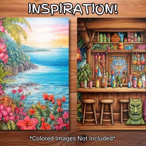 30 Tropical Paradise Coloring Page Book - Adults + Kids - Instant ...