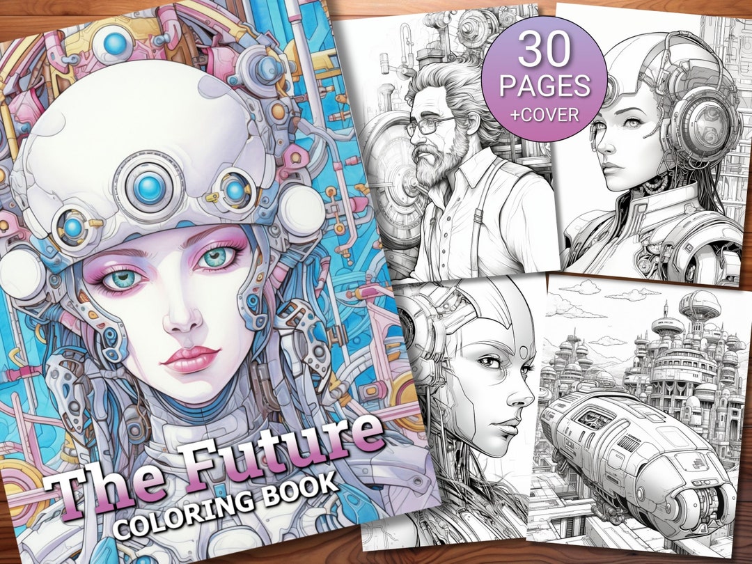 30 the Future Coloring Page Book - Adults + Kids - Instant Download ...