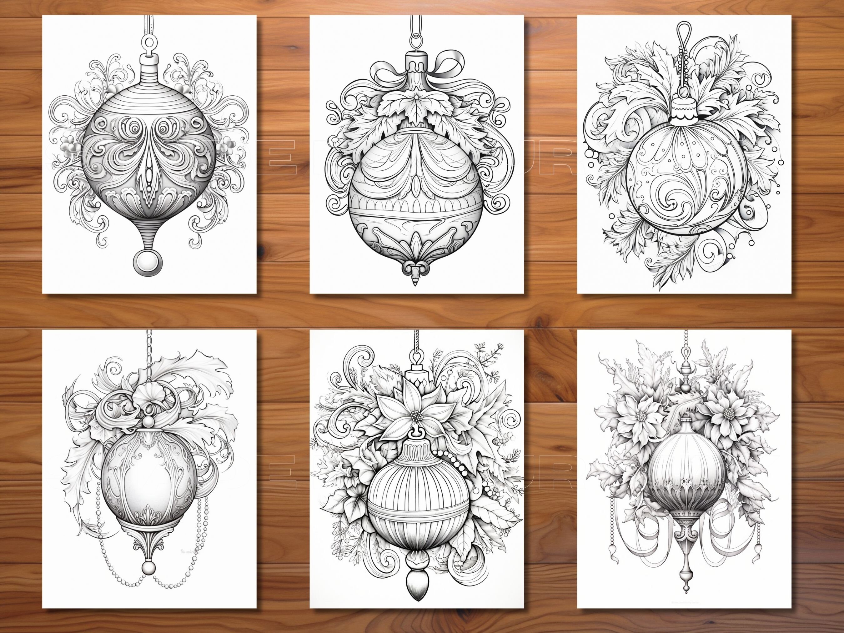 30 Ornate Ornaments Coloring Page Book - Adults + Kids - Instant ...
