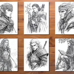 30 Elven Exiles Coloring Page Book - Adults + Kids - Instant Download ...