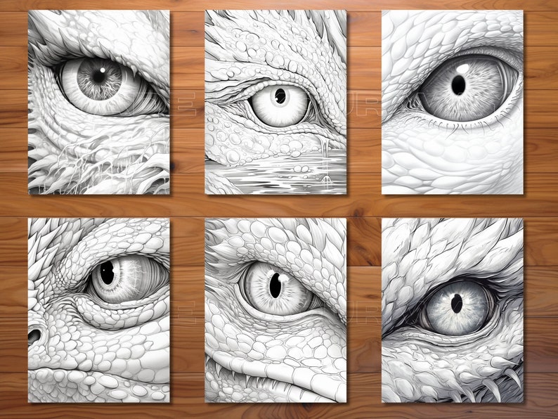 30 Dragon Eyes Coloring Page Book Adults Kids Instant Download ...