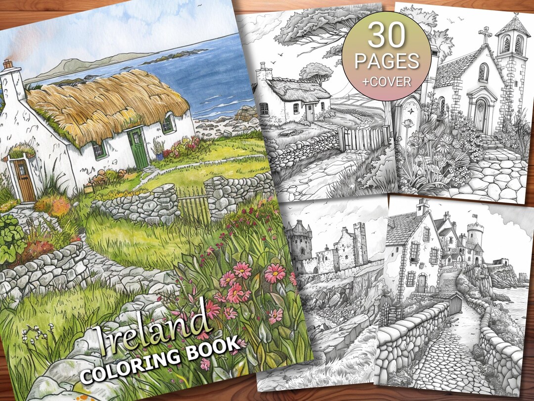30 Ireland Coloring Page Book - Adults + Kids - Instant Download ...