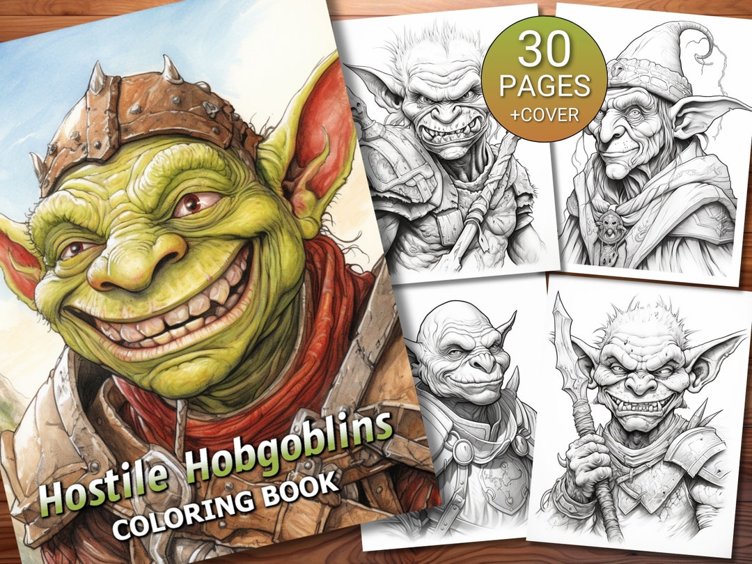30 Hostile Hobgoblins Coloring Page Book - Adults + Kids - Instant ...