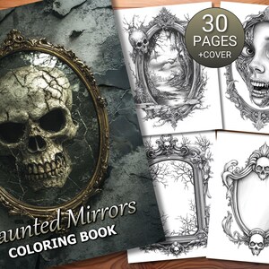 30 Haunted Mirrors Coloring Page Book - Adults + Kids - Instant ...