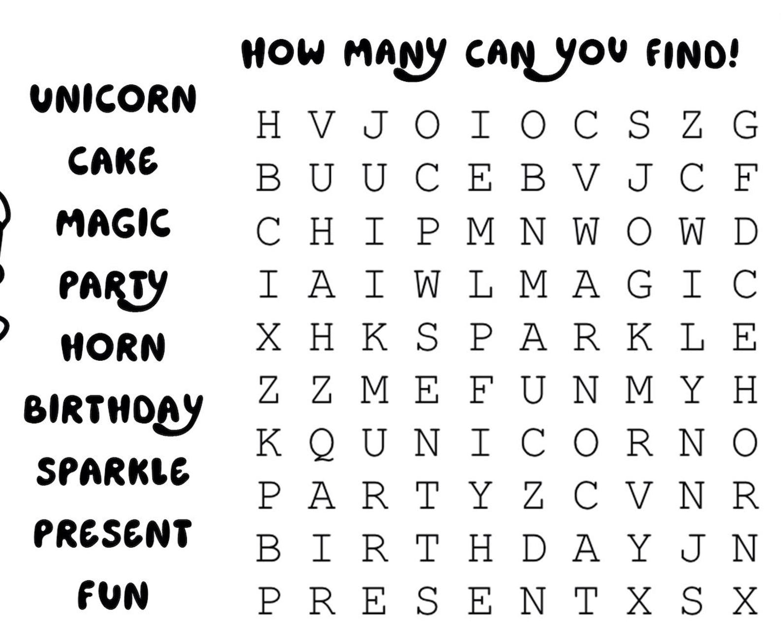 Unicorn Birthday Coloring Sheet, Unicorn Activity Sheet, Printable ...