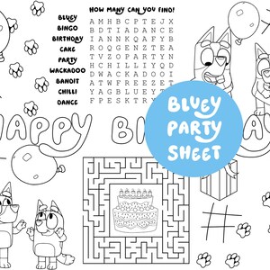 Bluey Birthday Coloring Sheet, Bluey Activity Sheet, Printable Bluey ...